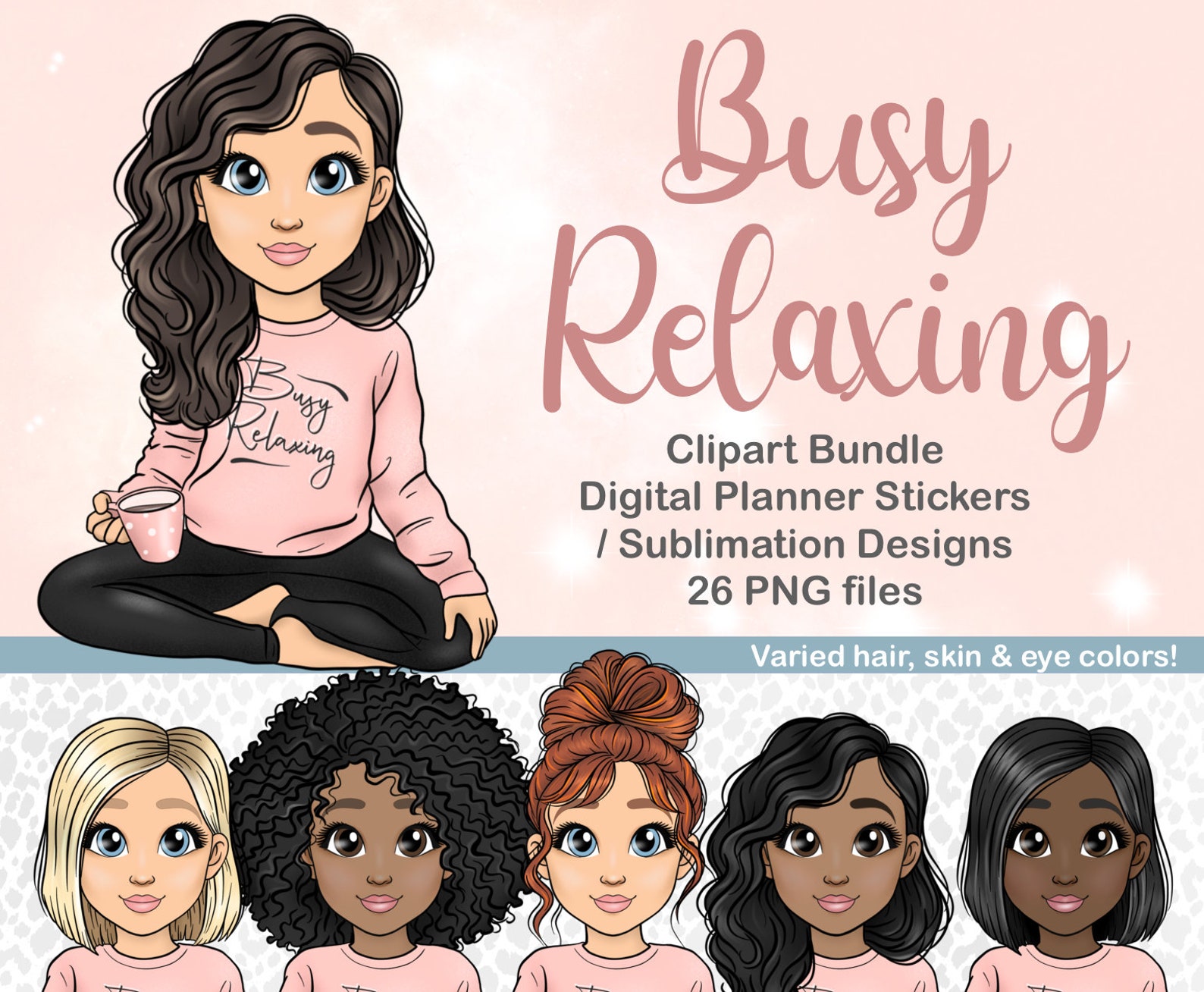 Relax Clipart, Busy Mom Planner Clipart, Digital Planner Stickers for ...