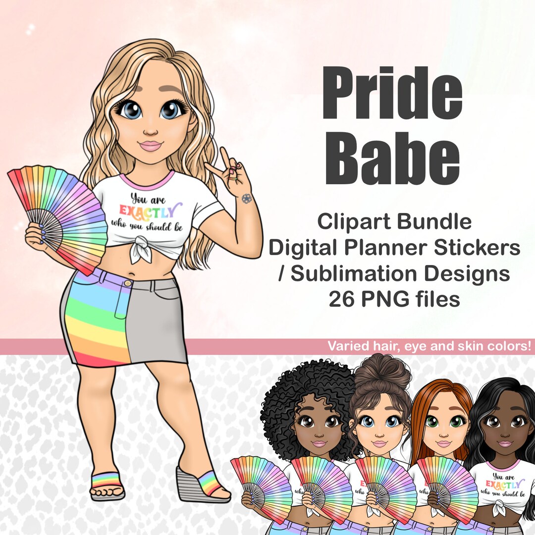 Pride Clipart, Cute LGBTQ+ Rainbow Chibi PNG, Kawaii Printable Journal ...
