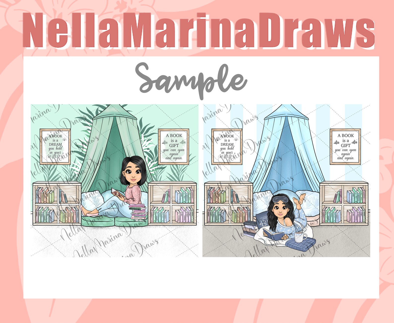 Bookworm Clipart Bundle Girl Reading Books Planner Clipart - Etsy