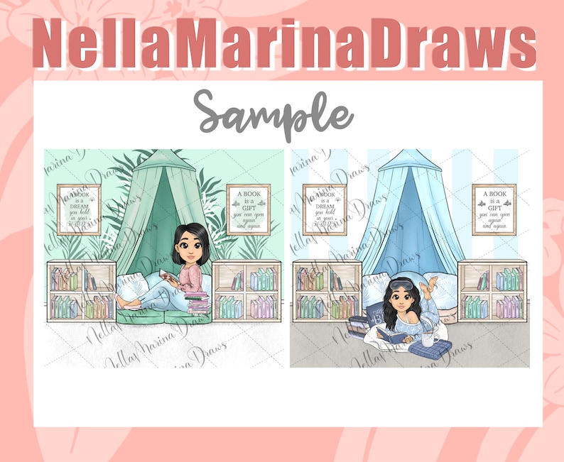 Bookworm Clipart Bundle Girl Reading Books Planner Clipart - Etsy