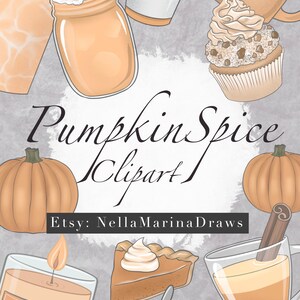 Pumpkin Spice Clipart / Rustic Fall Clipart / Pumpkin PNG / Watercolor ...