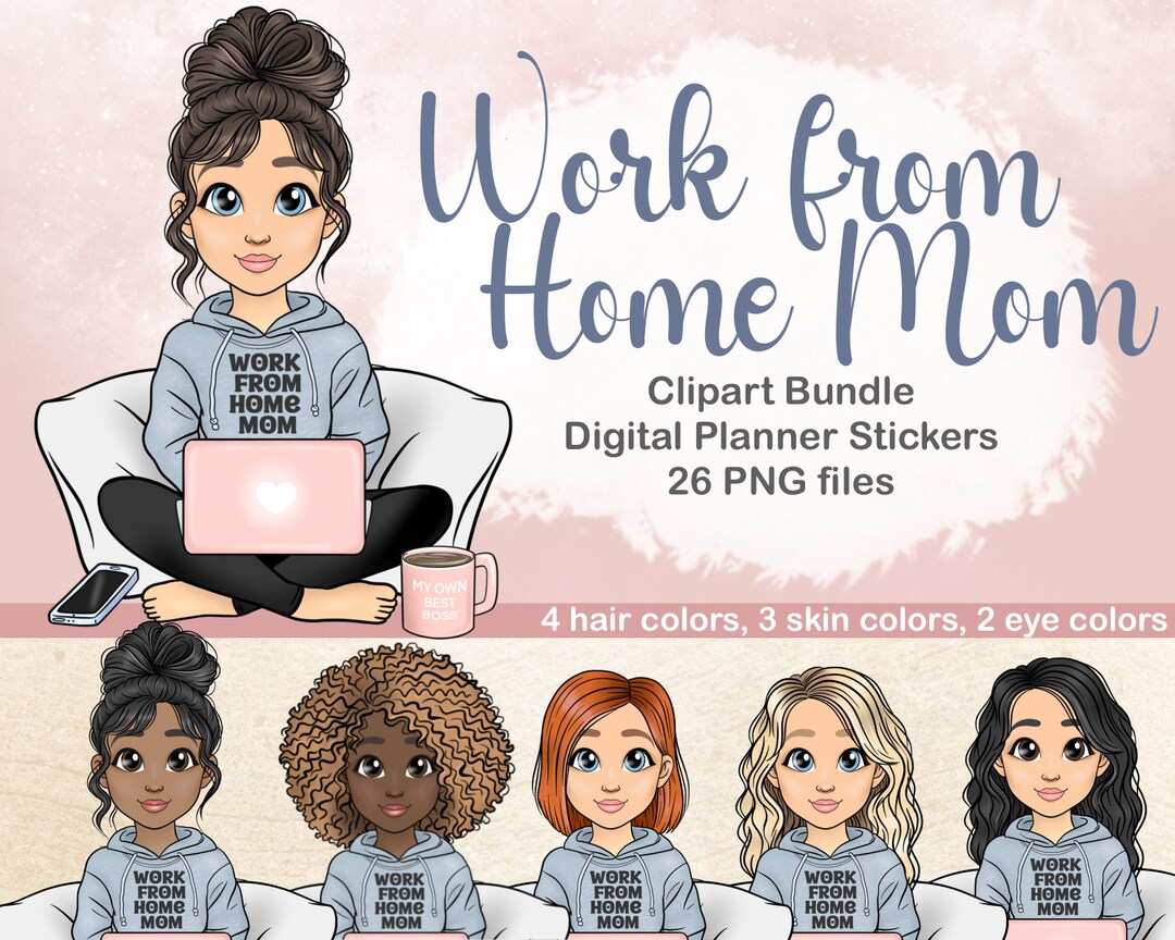 Work From Home Mom Clipart | Supermom Clipart | Mother’s Day PNG | Mom ...