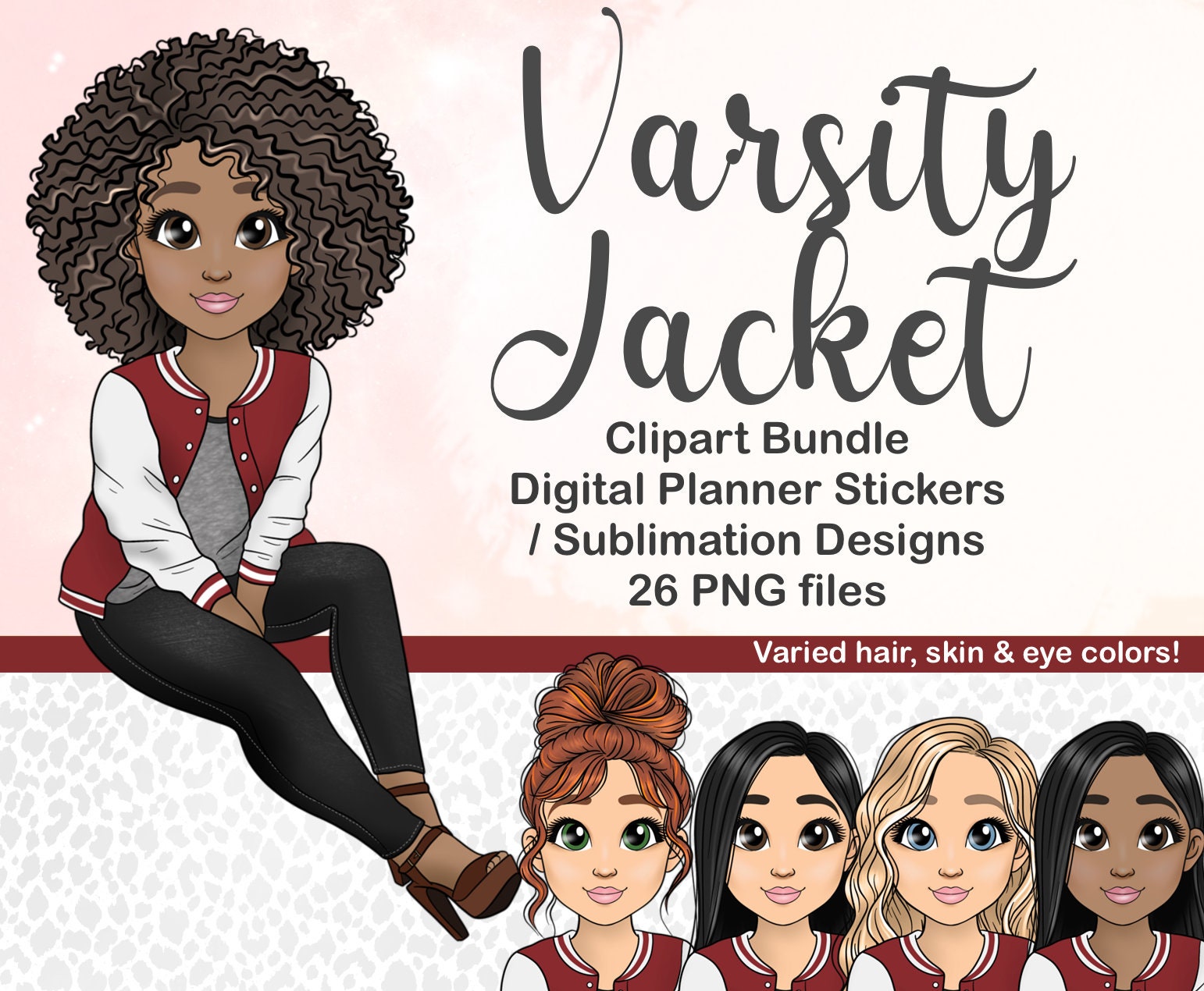 Kawaii Varsity Jacket Girl Clipart Cute College Chibi Emotes - Etsy Canada