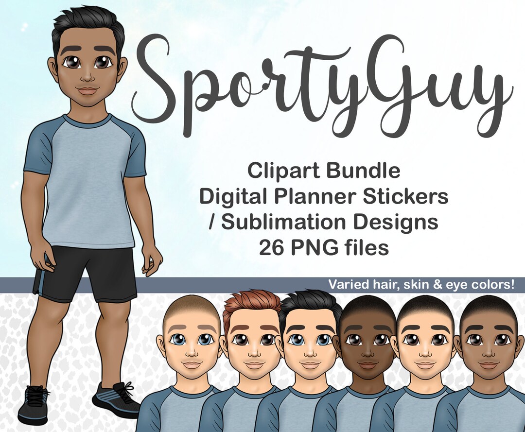 Sporty Guy Clipart, Fitness Boyfriend PNG, Gym Man Digital Planner ...