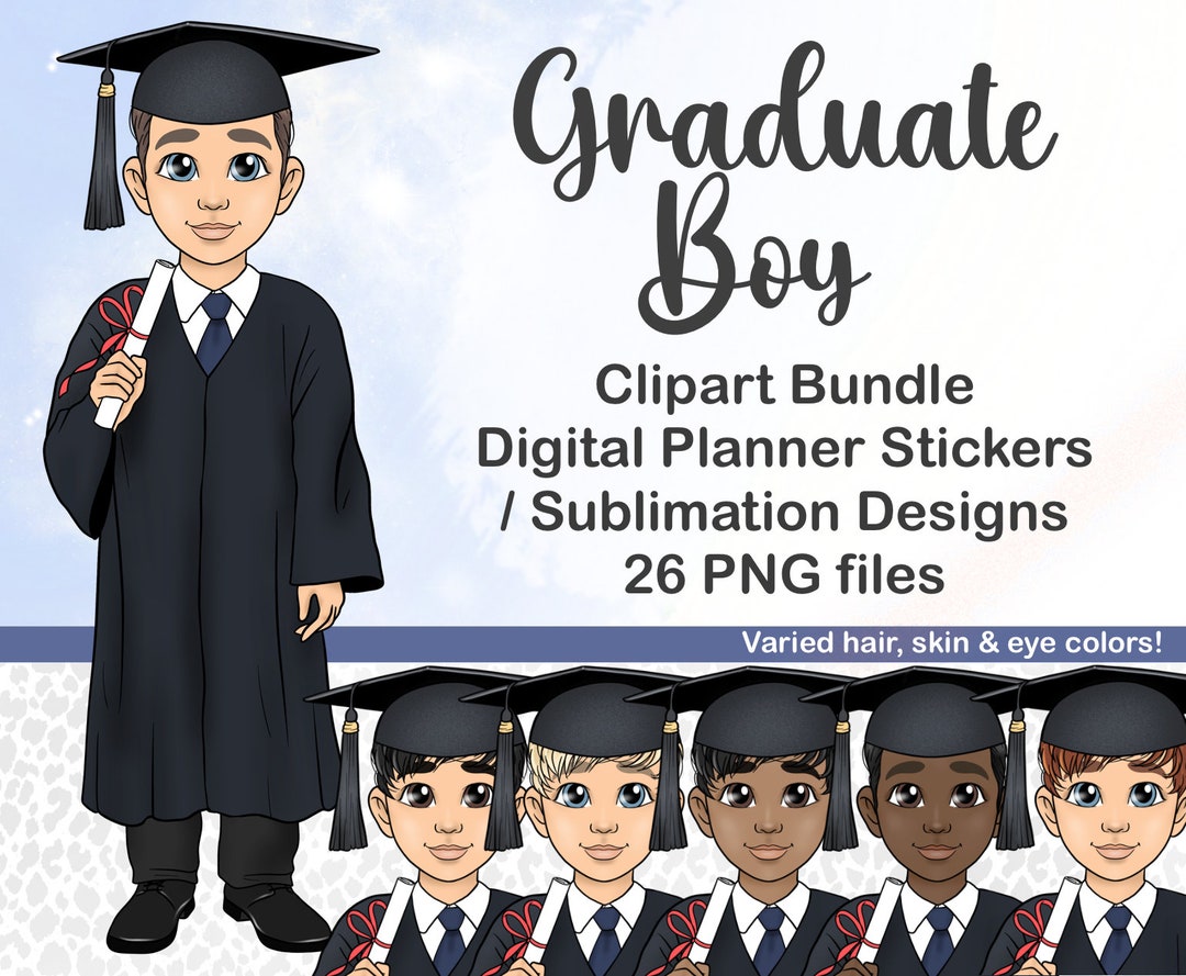 Graduation Clipart, Kawaii Graduate Boy PNG, Cute School Awards Chibi ...