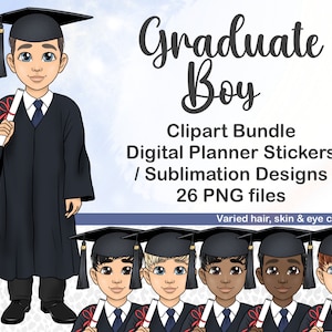 Graduation Clipart, Kawaii Graduate Boy PNG, Cute School Awards Chibi ...