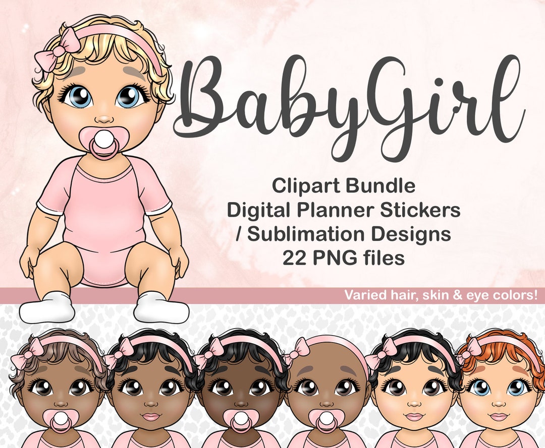 Baby Girl Clipart, Newborn Family PNG Files, Baby Shower Invitation ...