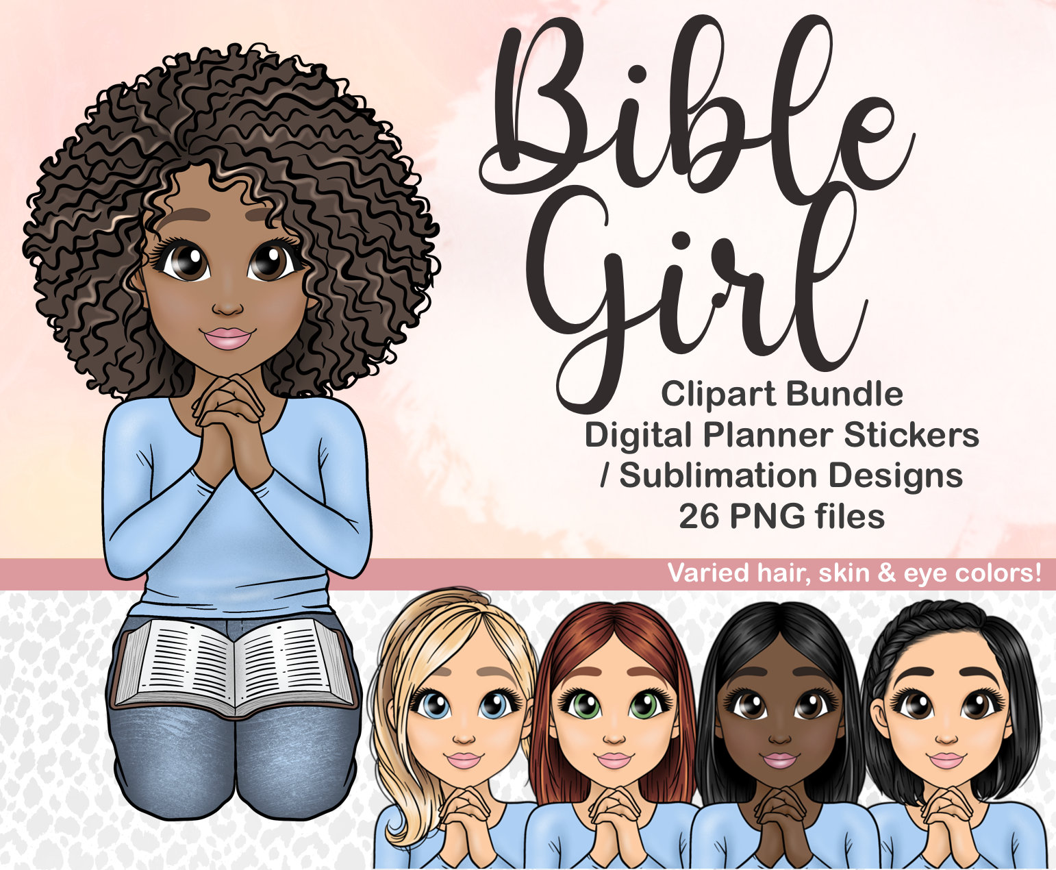 Bible Girl Praying on Knees PNG Christian Devotional Woman - Etsy Canada