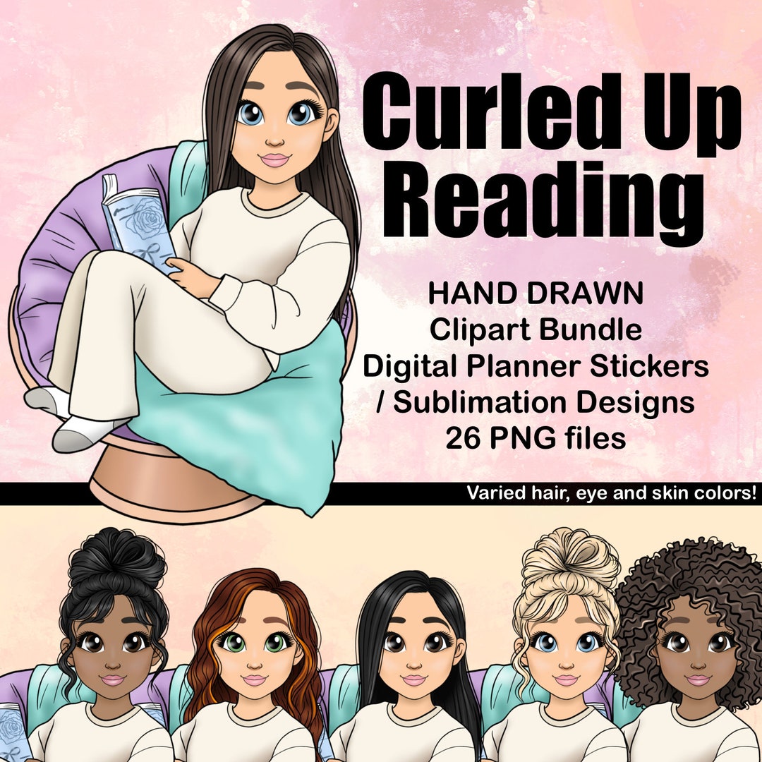 Books Clipart, Bookworm Clipart, Reading Girl Clipart, Cosy Book ...