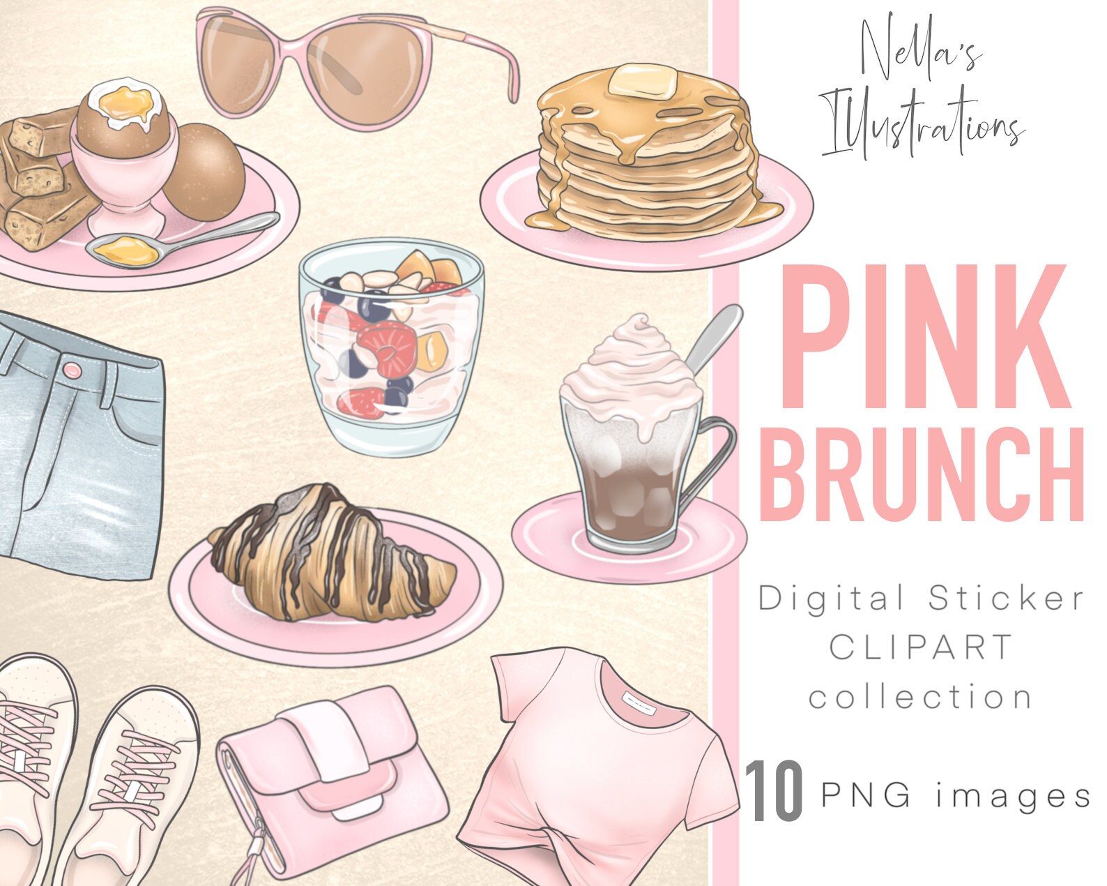 Girly Brunch Clipart Bundle / Brunch PNG / Breakfast Clipart - Etsy