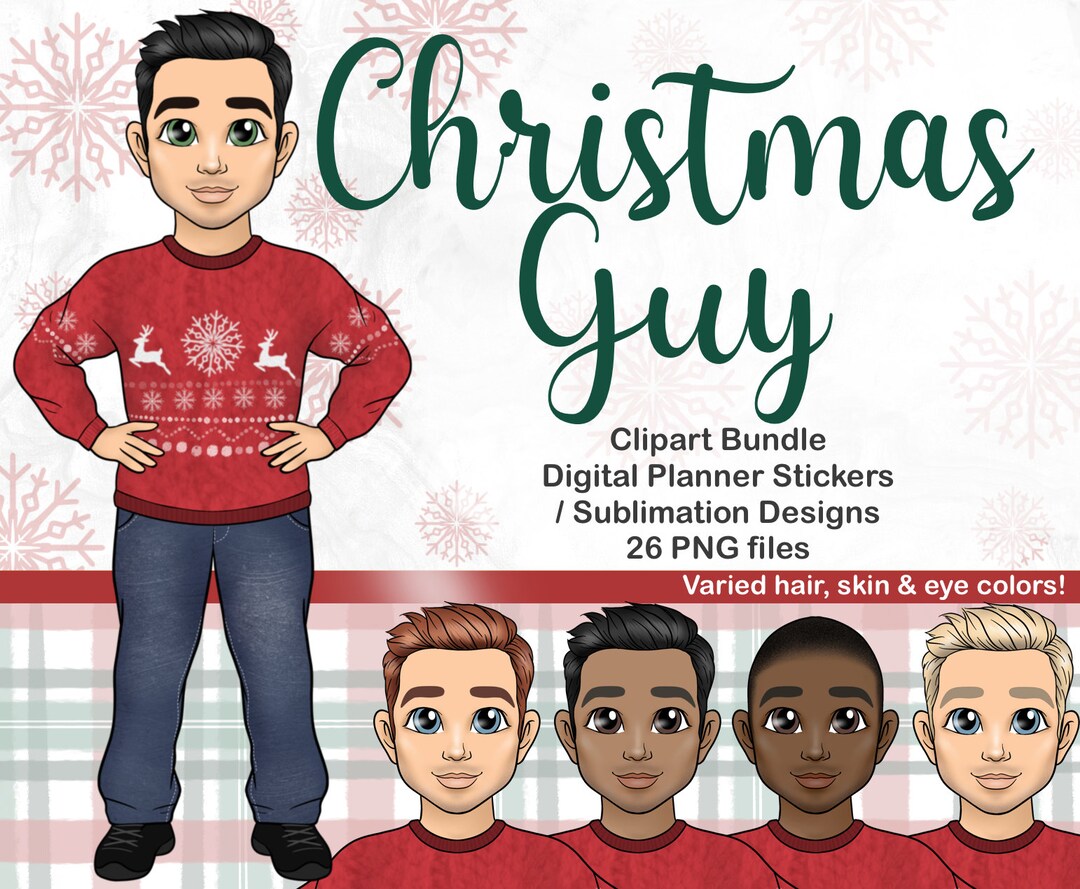 Christmas Guy Clipart, Xmas Dad Boy Doll PNG, Festive Boyfriend Planner ...