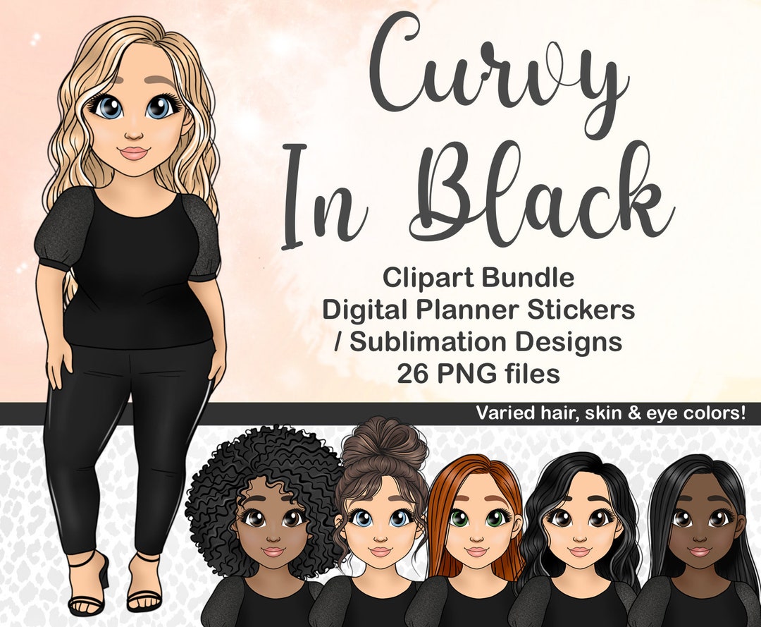 Cute Curvy Girl Clipart in Glam Top PNG, Boss Babe Fashion Girl, Kawaii ...