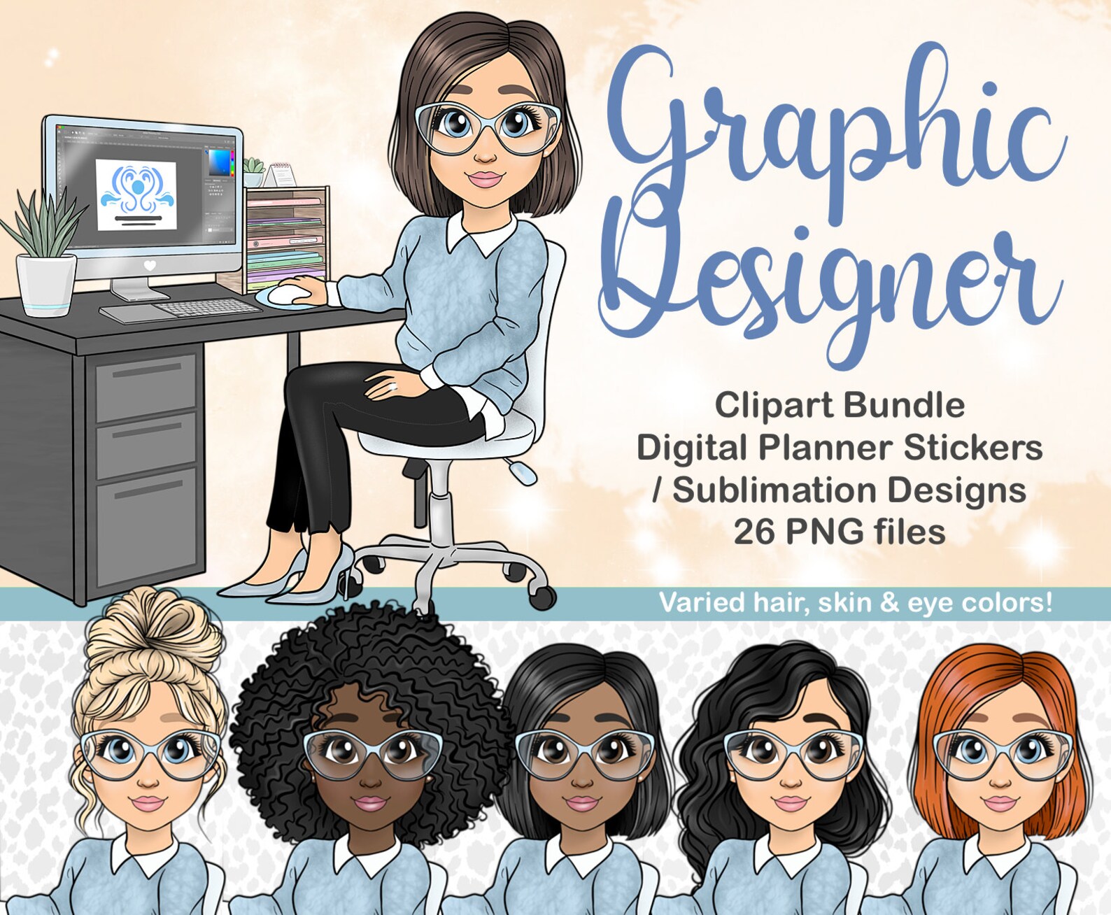 Graphic Designer Clipart Photoshop Woman PNG Jobs SVG Girl - Etsy