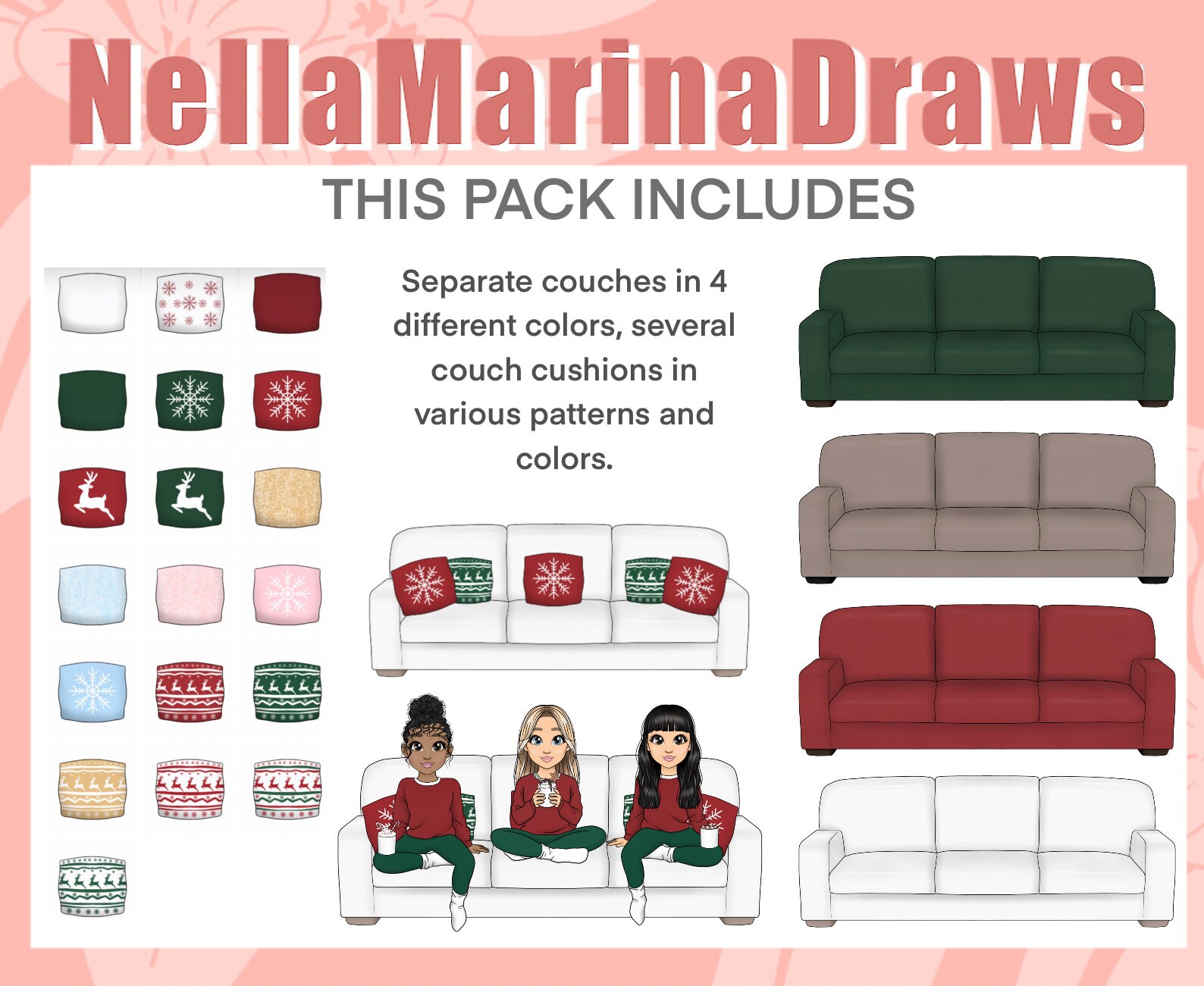 Customisable Christmas Friends Clipart Bundle Personalised - Etsy