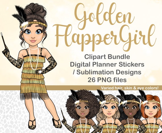 Flapper Clipart Glamorous Girl Clipart Flapper Invitation - Etsy Canada