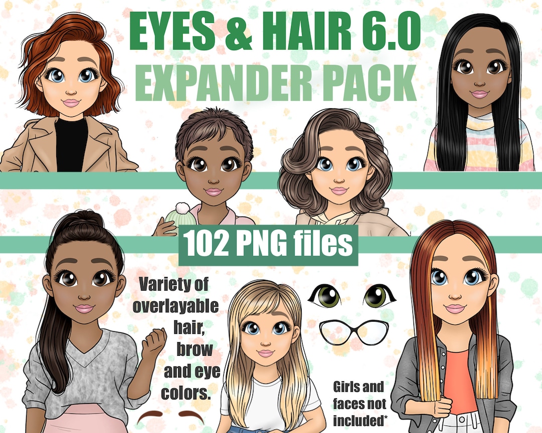 Customisable Hairstyle Clipart Bundle, African American Hair Locs PNG ...