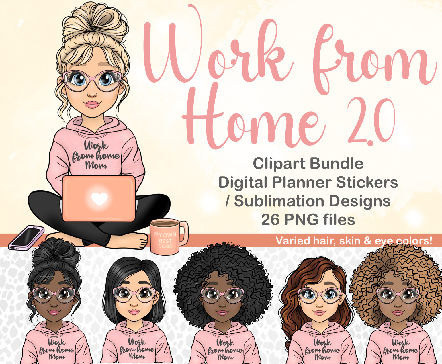 Work From Home Mom Goodnotes Working Mom Mom Stickers Svg | Etsy