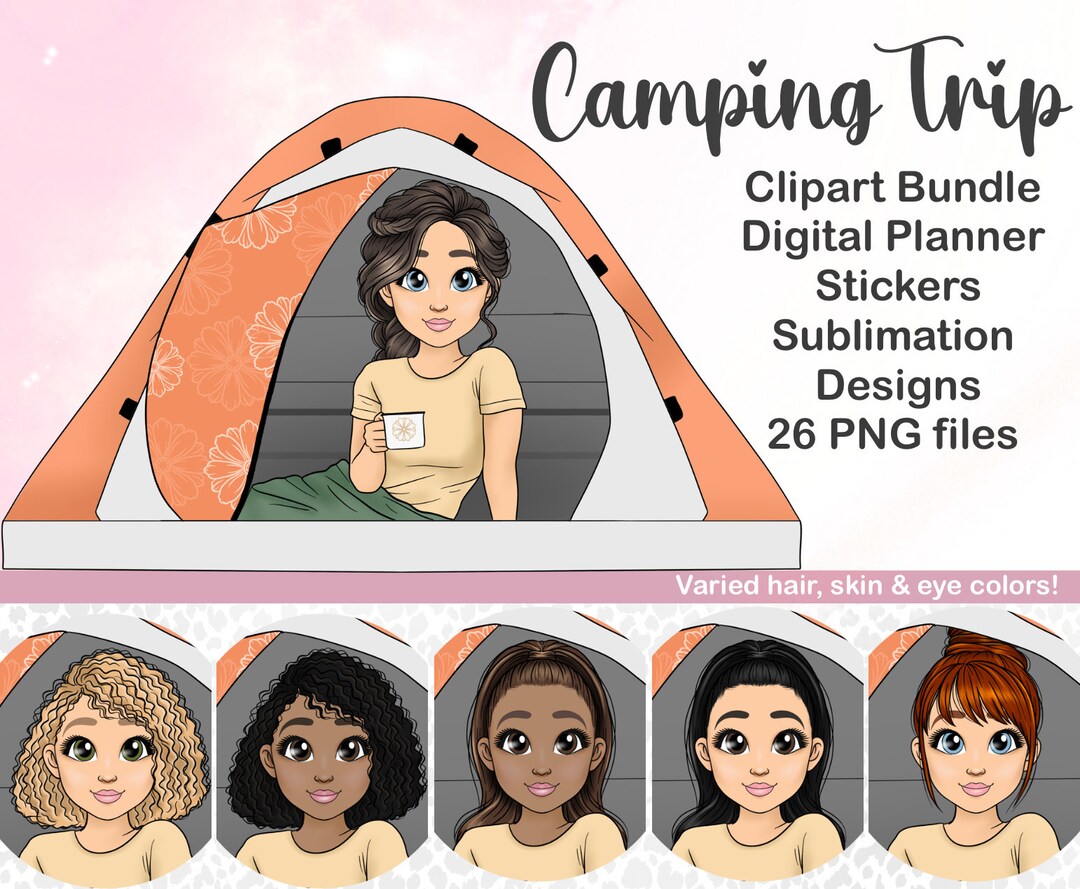 Camping Trip Clipart, Cute Camp Tent Girl PNG, Fun Activities ...