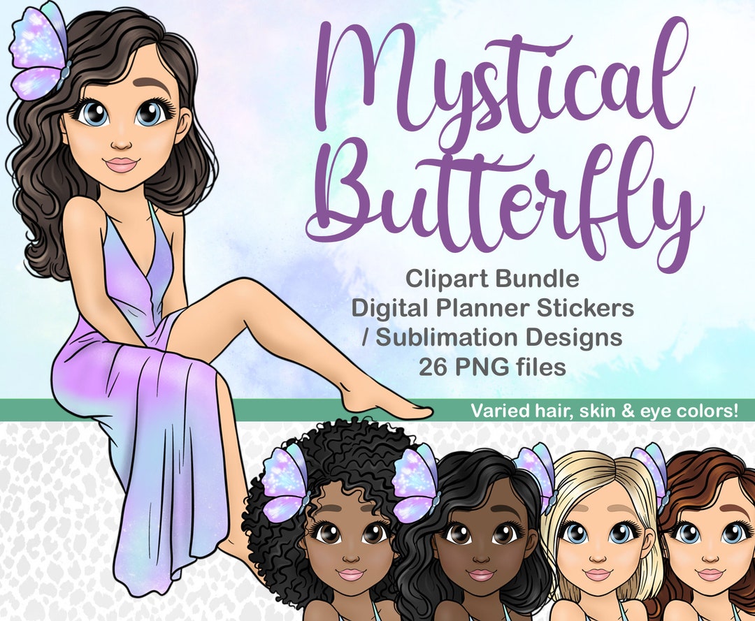 Cute Fantasy Girl PNG, Mystic Svg, Butterfly Girl Clipart, Printable ...