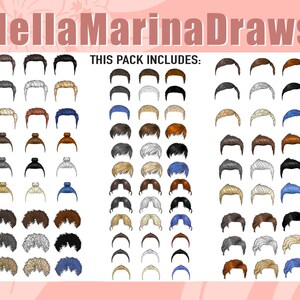 Customisable Men’s Hairstyle Clipart Bundle, Hair Digital Planner PNG ...