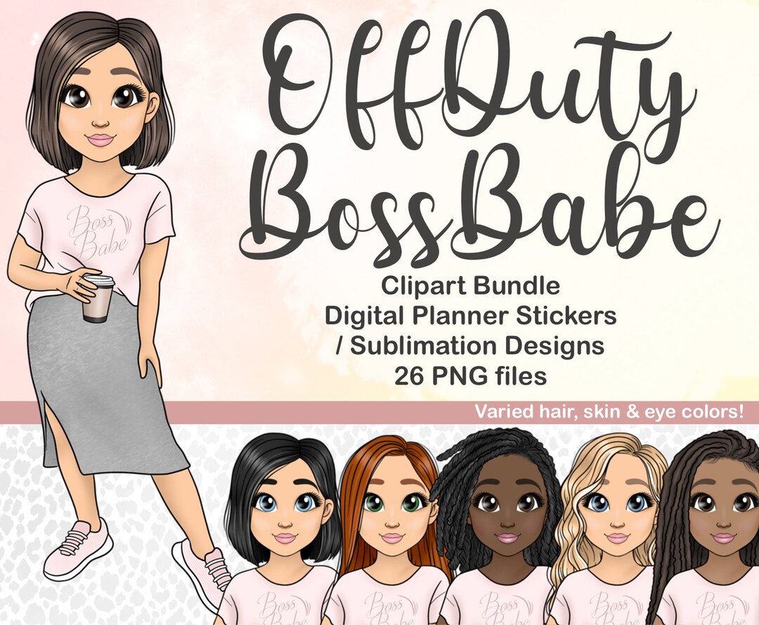 Off Duty Boss Babe Clipart, Cute Girl Boss Fashion Doll PNG, Kawaii ...