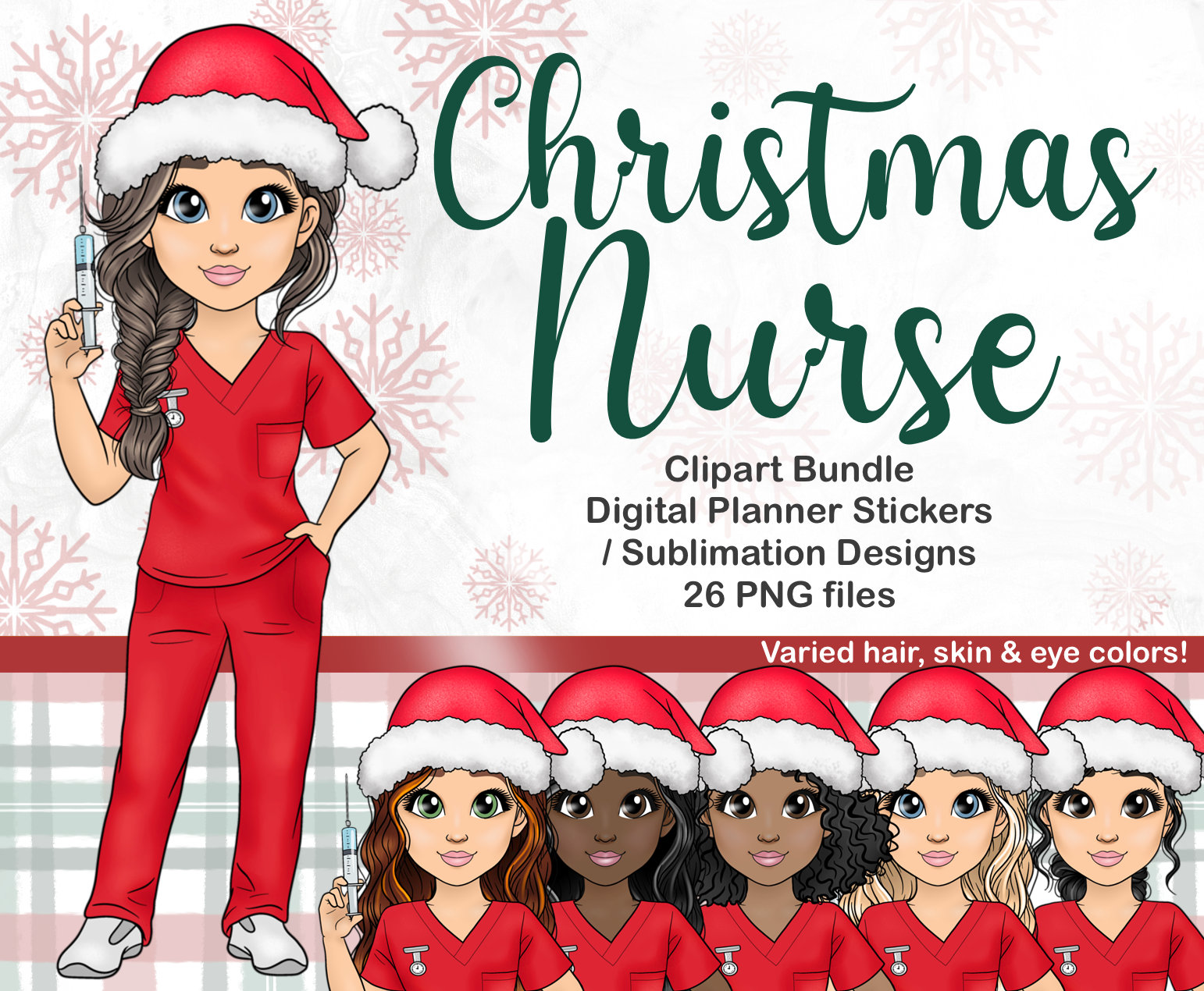 Christmas Nurse Clipart Xmas Doctor PNG Festive Medical - Etsy