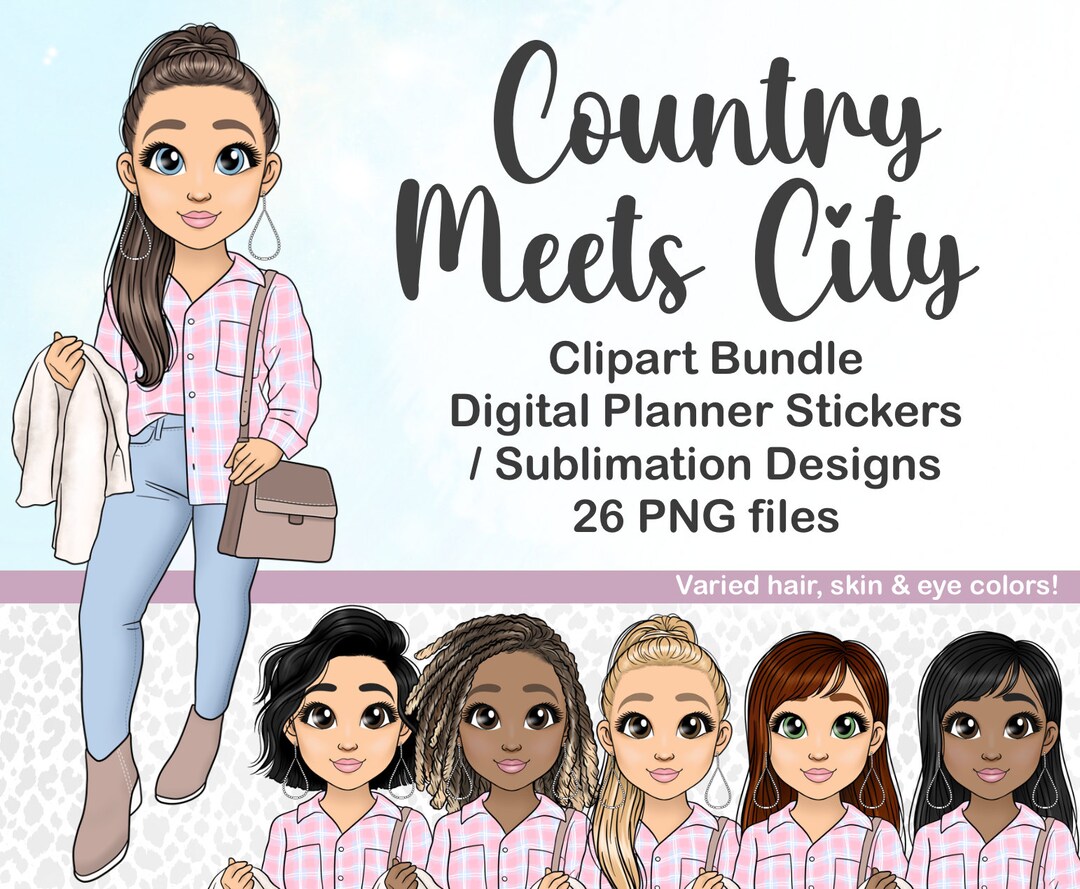 Cute Country Girl Clipart, Kawaii Farmhouse Fashion Girl PNG, Cute Farm ...