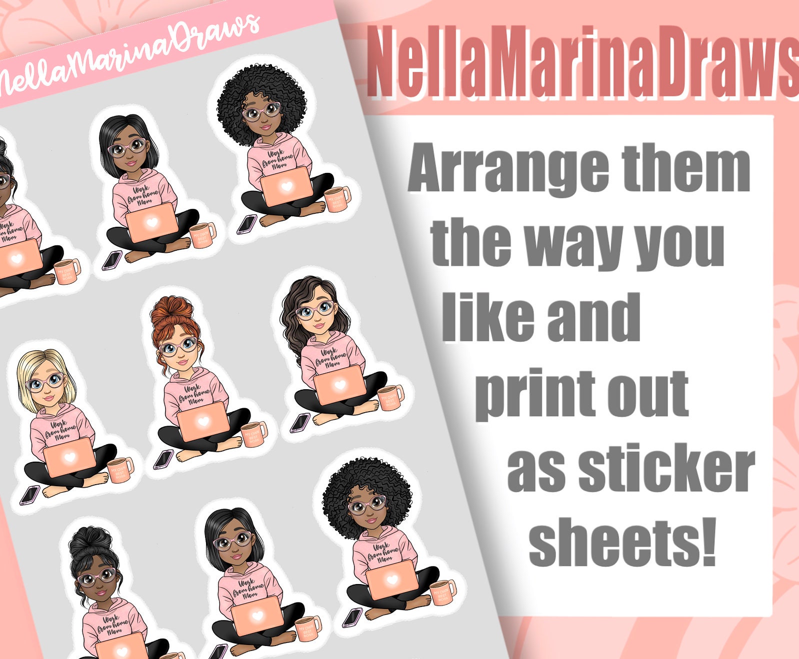 Work From Home Mom Goodnotes Working Mom Mom Stickers Svg | Etsy