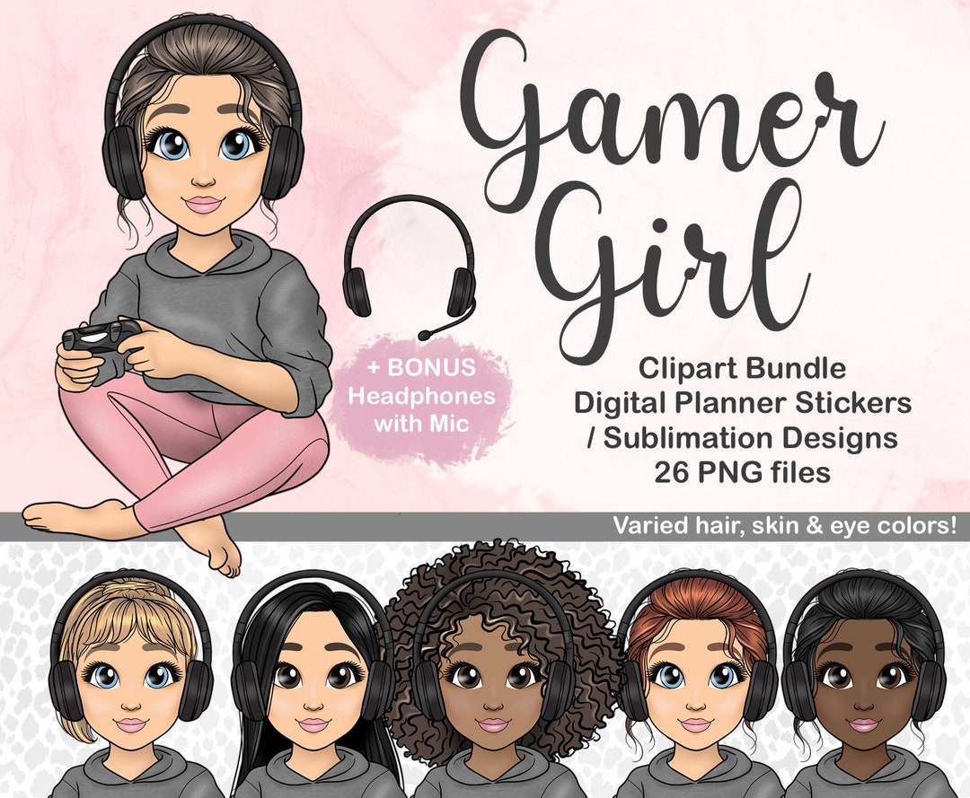 Gamer Girl Clipart, Gaming Woman PNG, Cute Twitch Emotes Girl ...
