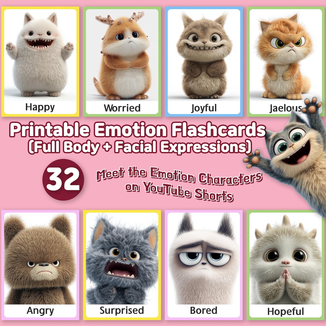 Printable Emotion Flashcards for Kids, Social Emotiotional Learning ...