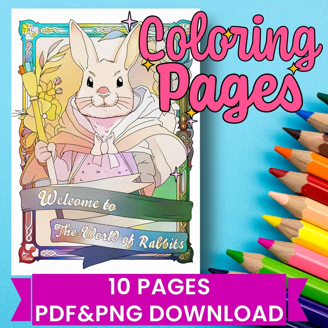 The Rabbit Wizards 10 Coloring Pages - Etsy