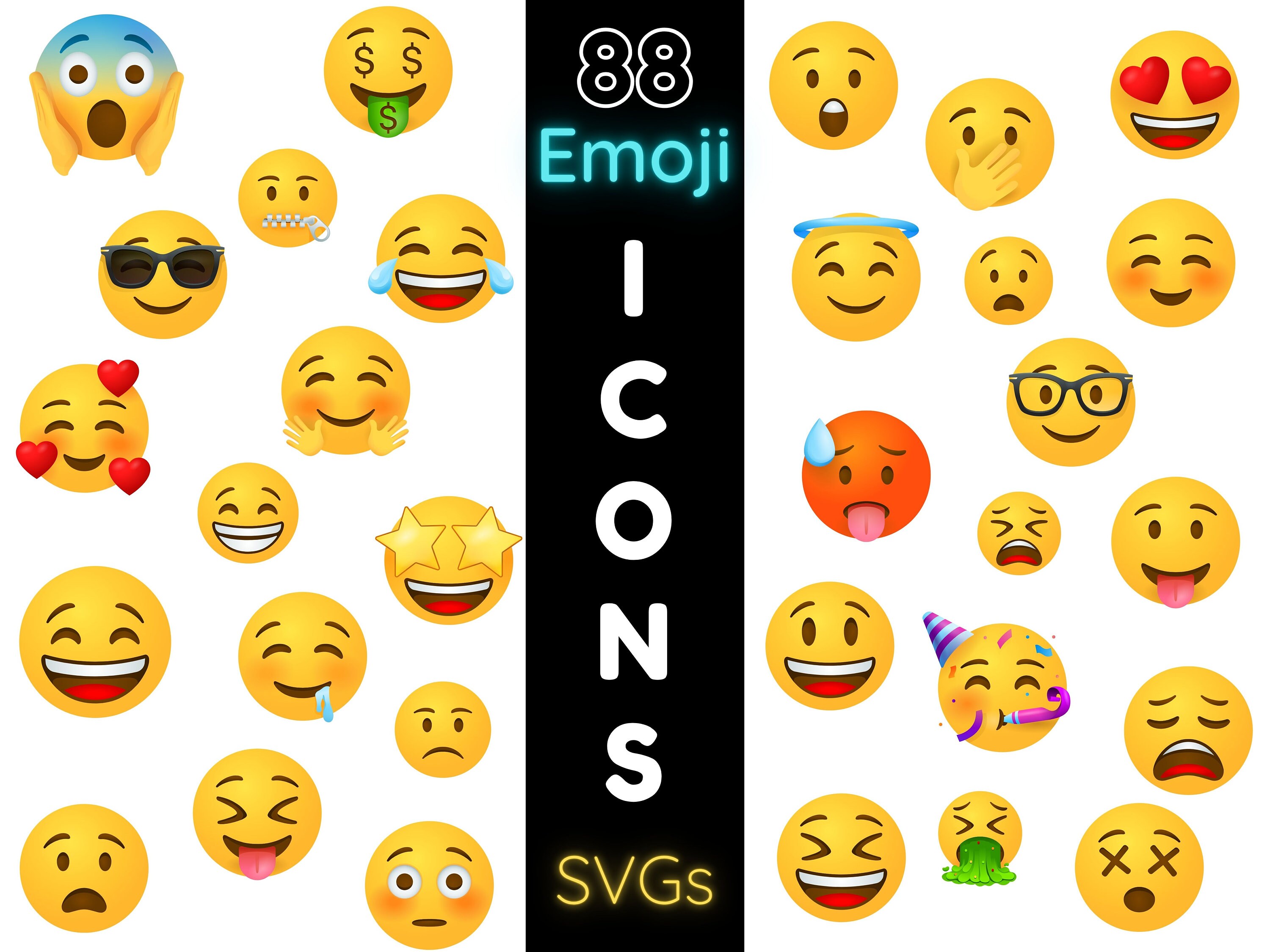Cute Purple Cartoon Smiley Faces