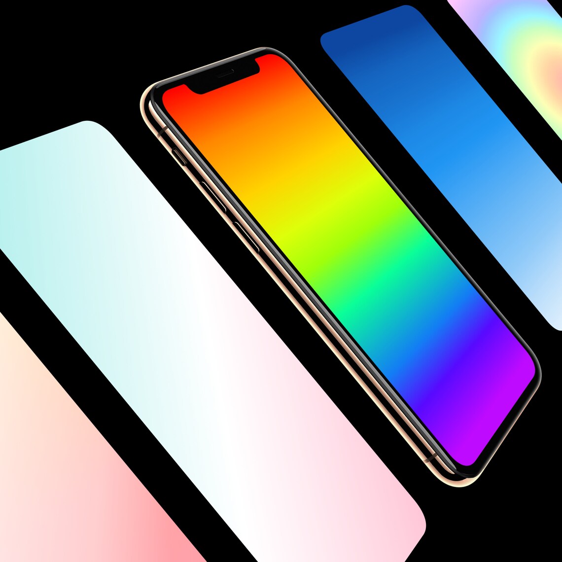 Gradient Phone Background Pastel Rainbow Set of 8 Aesthetic Lockscreen ...
