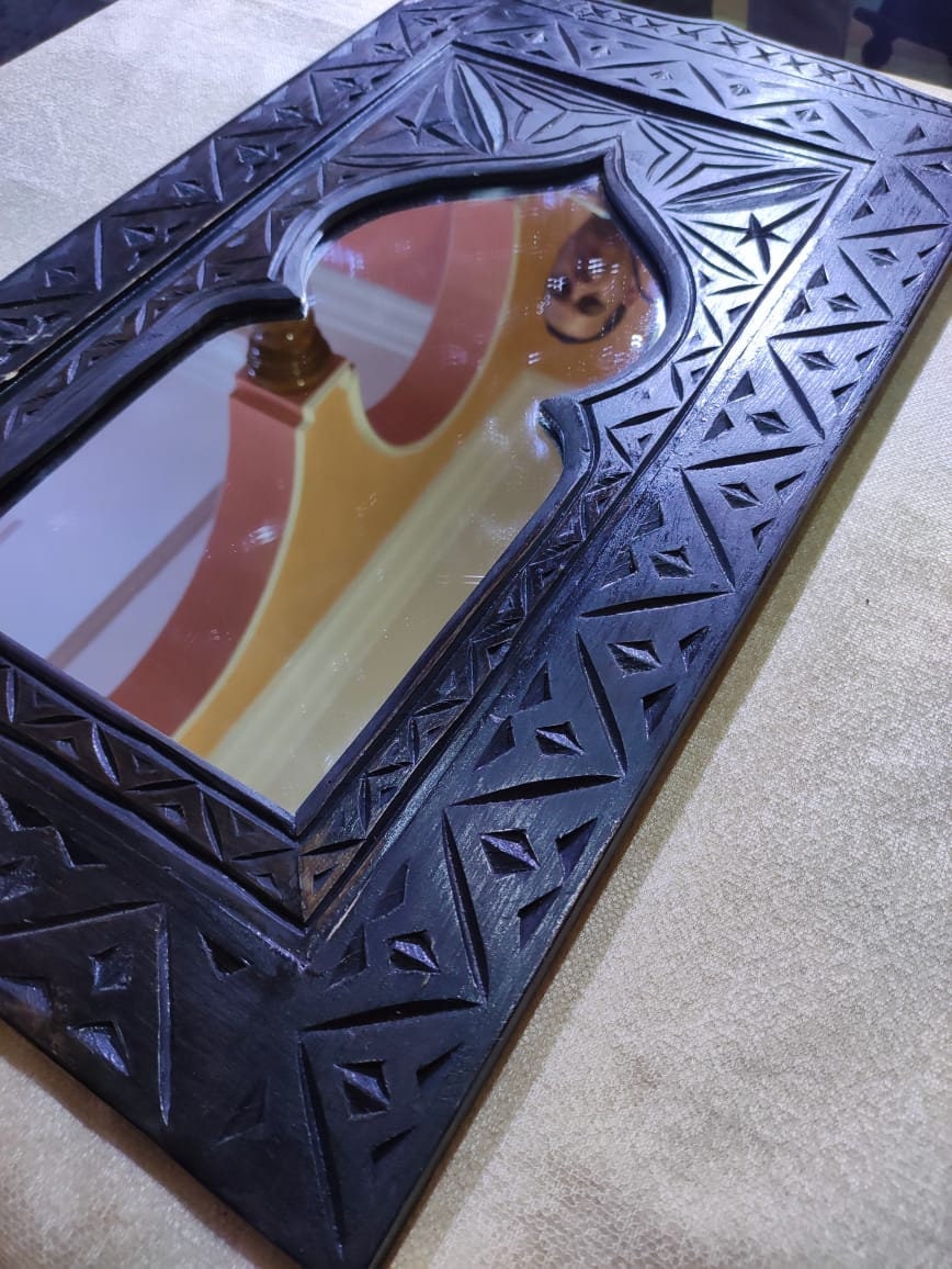 Carved Cedar Wood Mirror, Brown, in the Shape of an Arch Door - Etsy