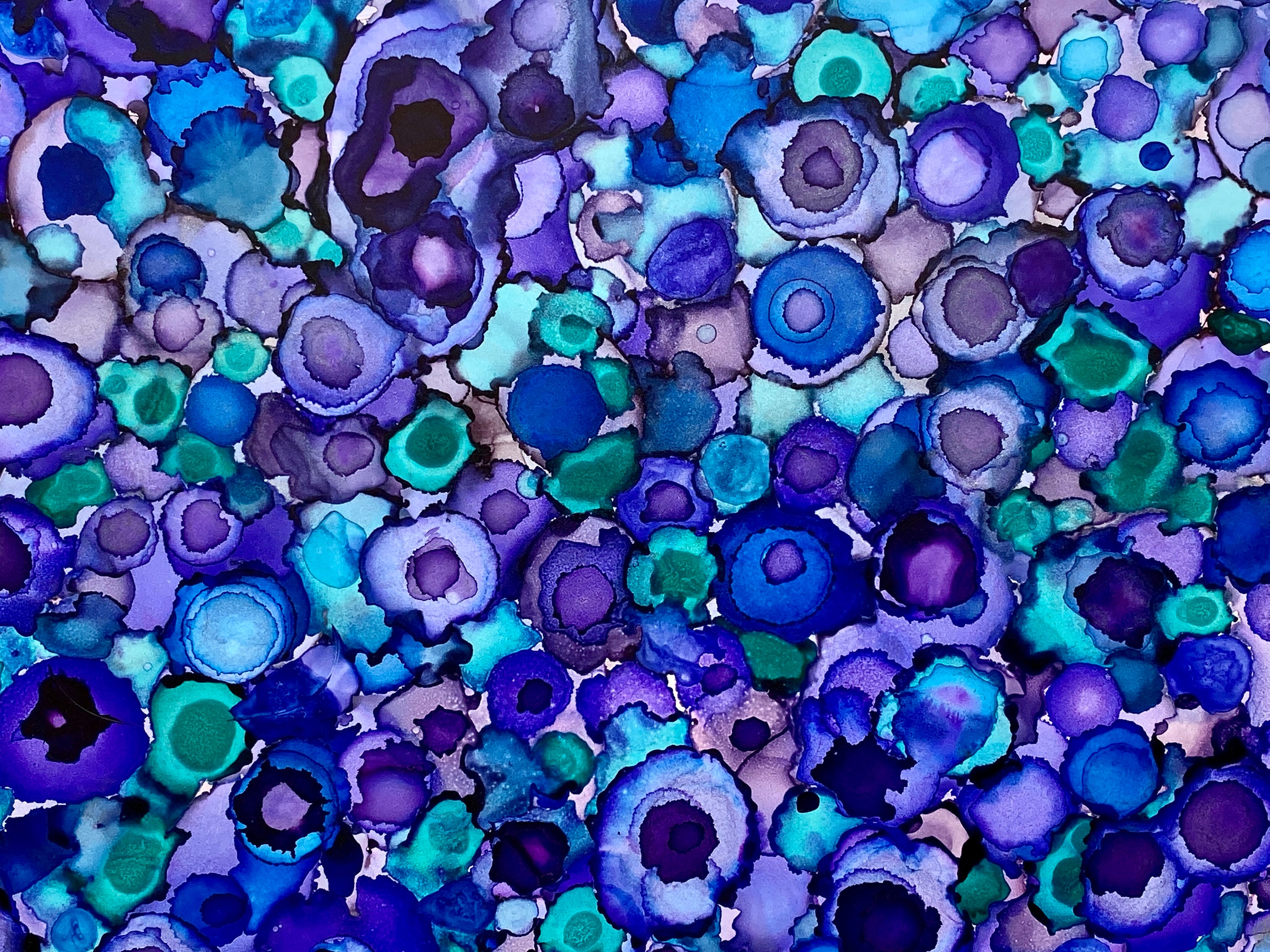 Bluebells Alcohol Ink Painting / Original Artwork Matted, Framed 12 X ...