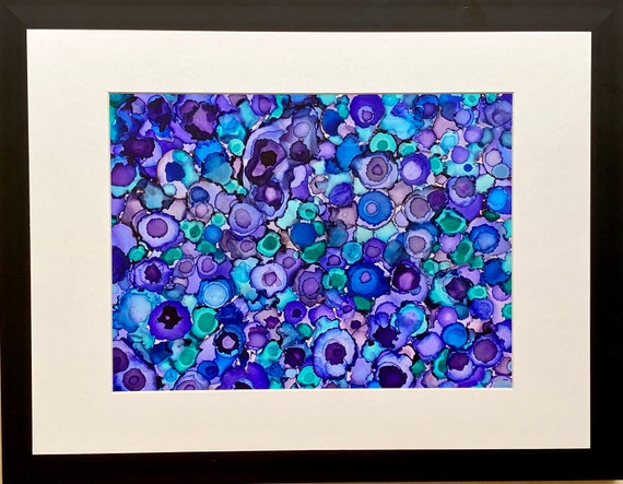 Bluebells Alcohol Ink Painting / Original Artwork Matted | Etsy