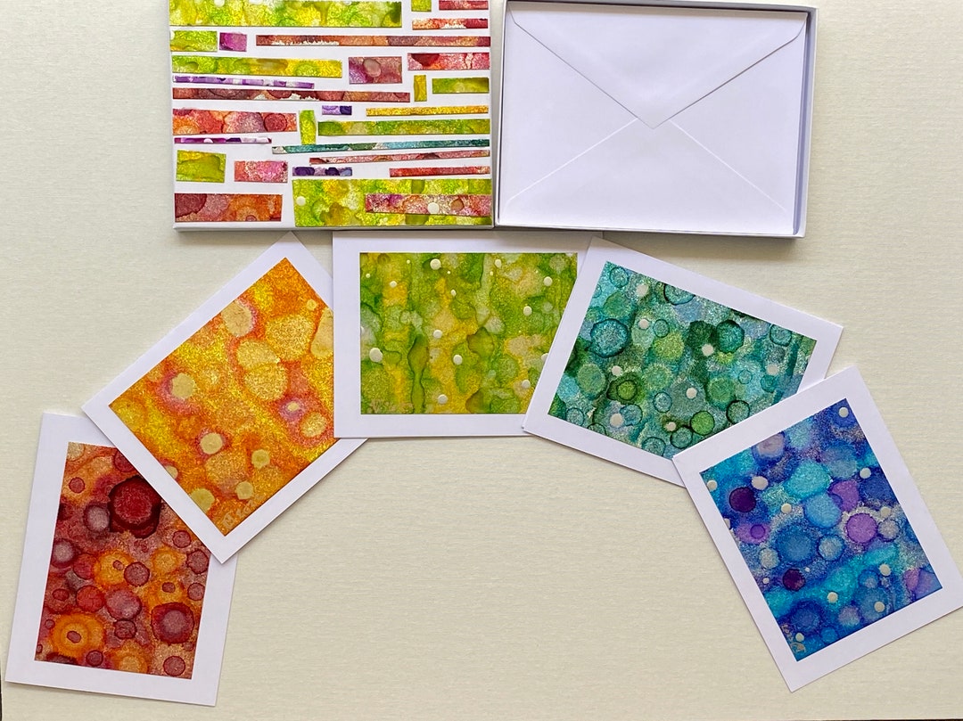 Color Moods Hand Painted Card Set of 5 Original Art Cards / 5" X 6.5 ...