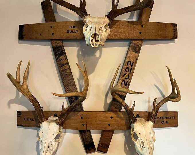 Skull Rack, Hunting Display, Great Gift, Made From Reclaimed Whiskey ...