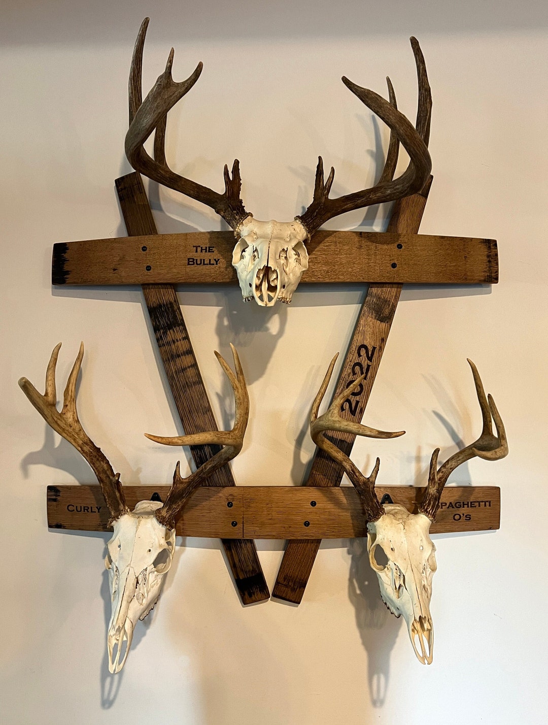 Skull Rack, Hunting Display, Great Gift, Made From Reclaimed Whiskey ...
