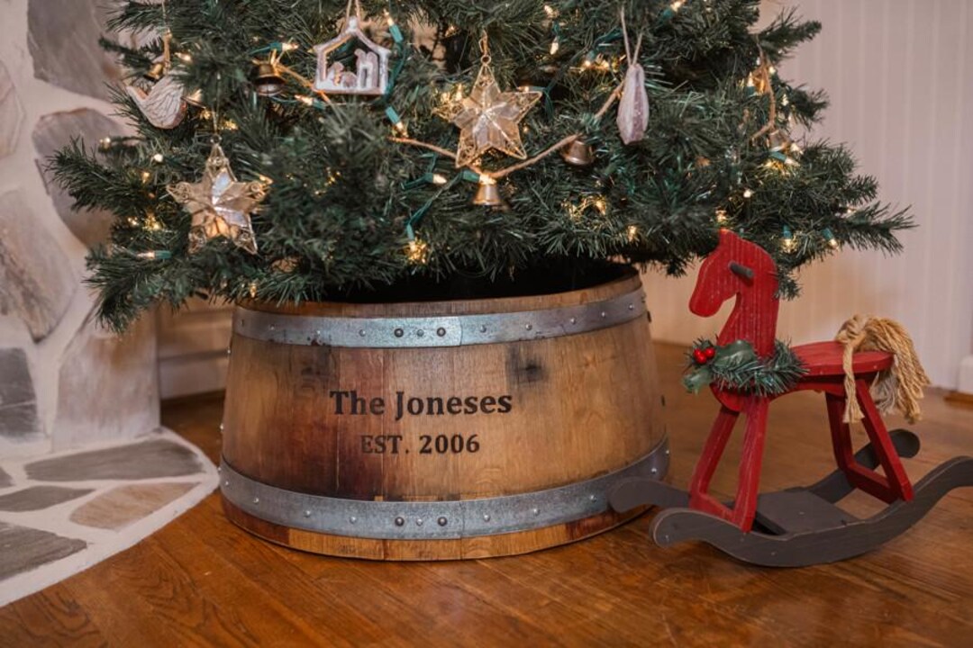 Reclaimed Wine Barrel Christmas Tree Collar, FREE US SHIPPING - Etsy