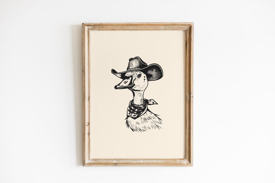 Cowboy Goose Print, Cowboy Goose Art, Cowboy Wall Art, Cowboy Decor ...