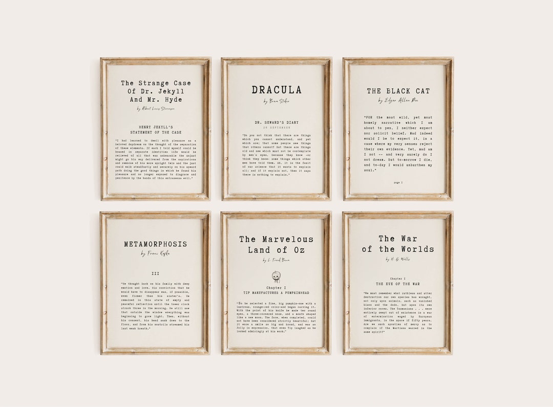 Book Page Prints Gallery Wall, Reading Nook Decor, Vintage Books ...