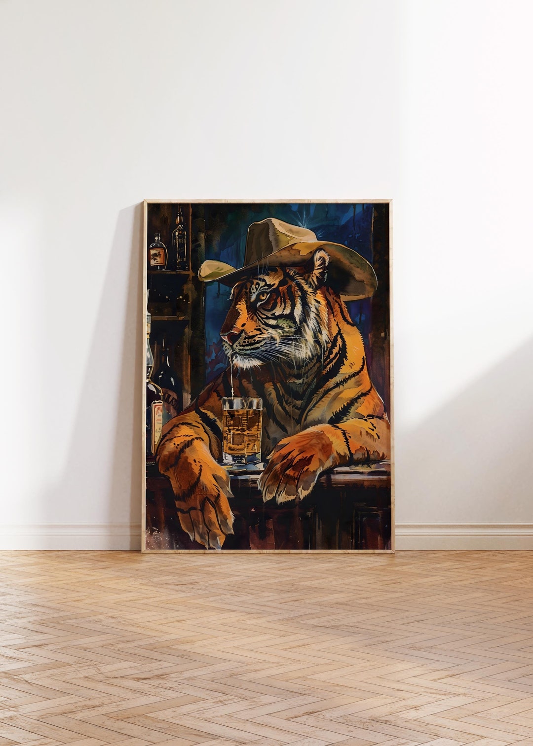 Cowboy Tiger Print, Cowboy Tiger Art, Tiger Wall Art, Cowboy Decor ...