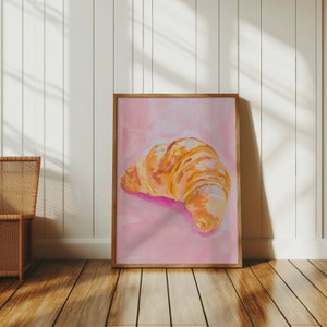 Pink Croissant Art Print, Kitchen Wall Decor, Croissant Poster, Trendy ...