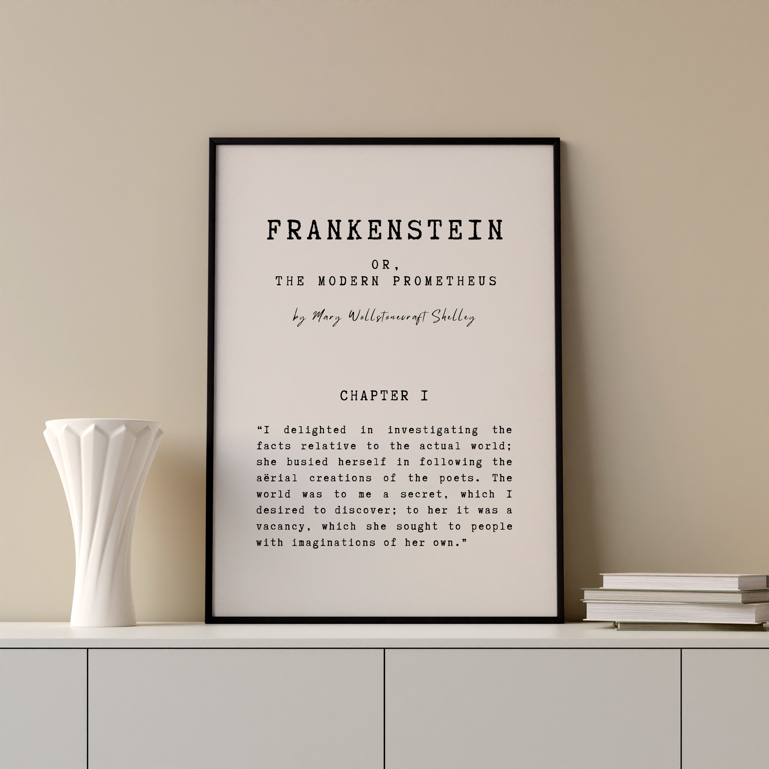 Frankenstein Book Print, Book Page Art Print, Mary Shelley Book Wall ...