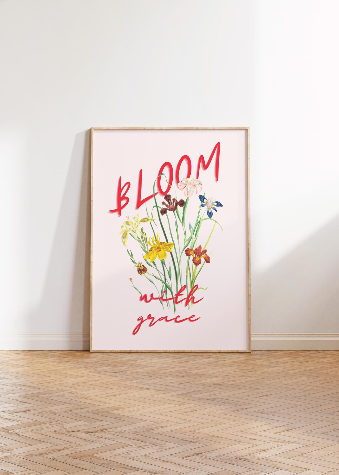 Bloom With Grace Print, Printable Wall Art, Flower Poster, Digital ...