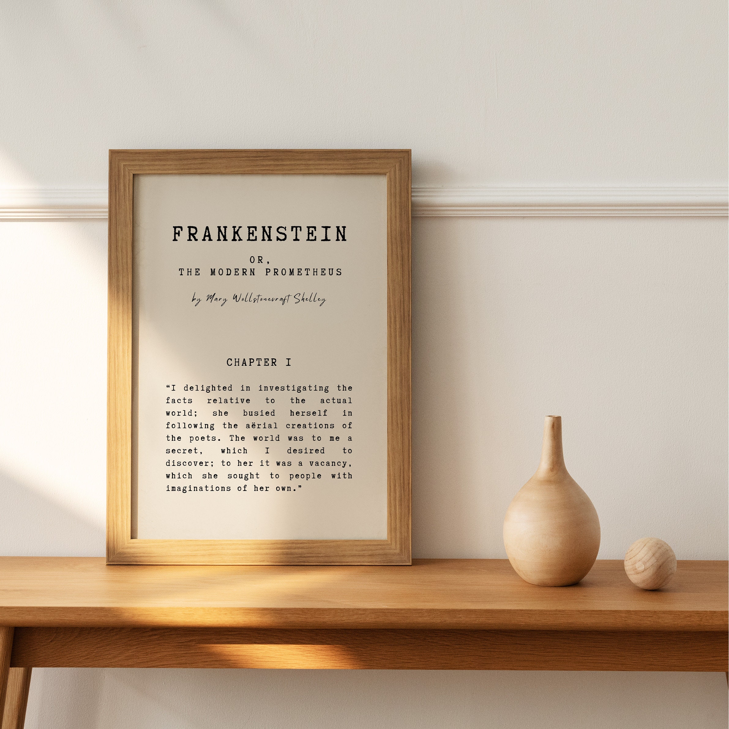 Frankenstein Book Print, Book Page Art Print, Mary Shelley Book Wall ...