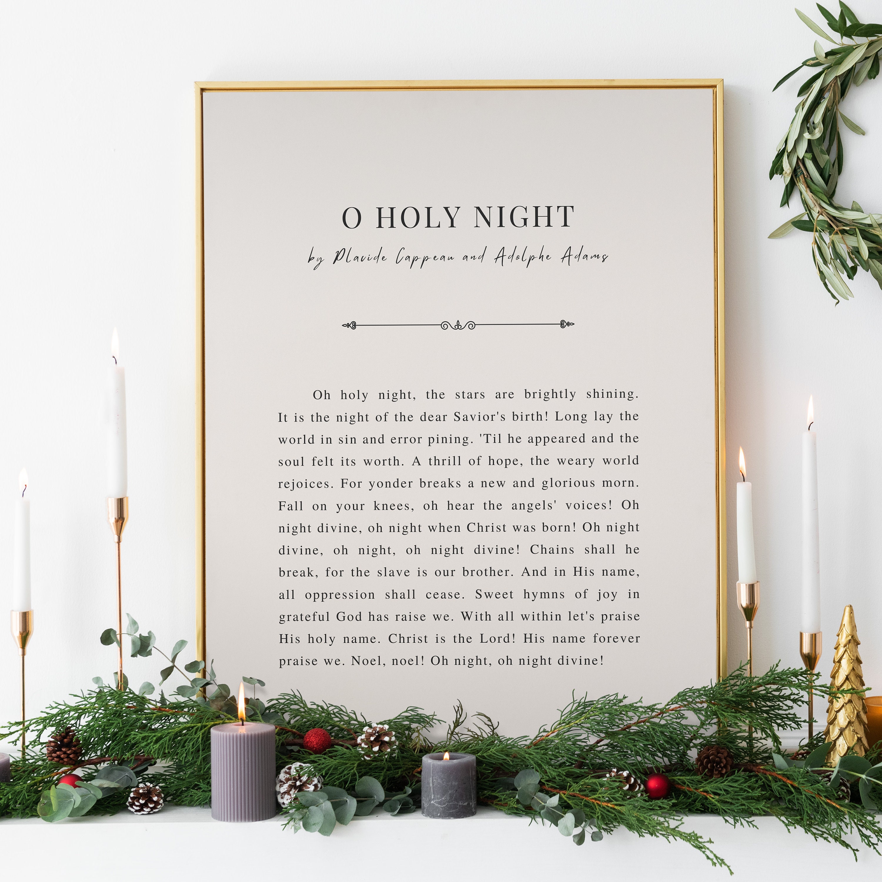 O Holy Night, Christmas Song Lyrics Print, Printable Christmas Poster ...