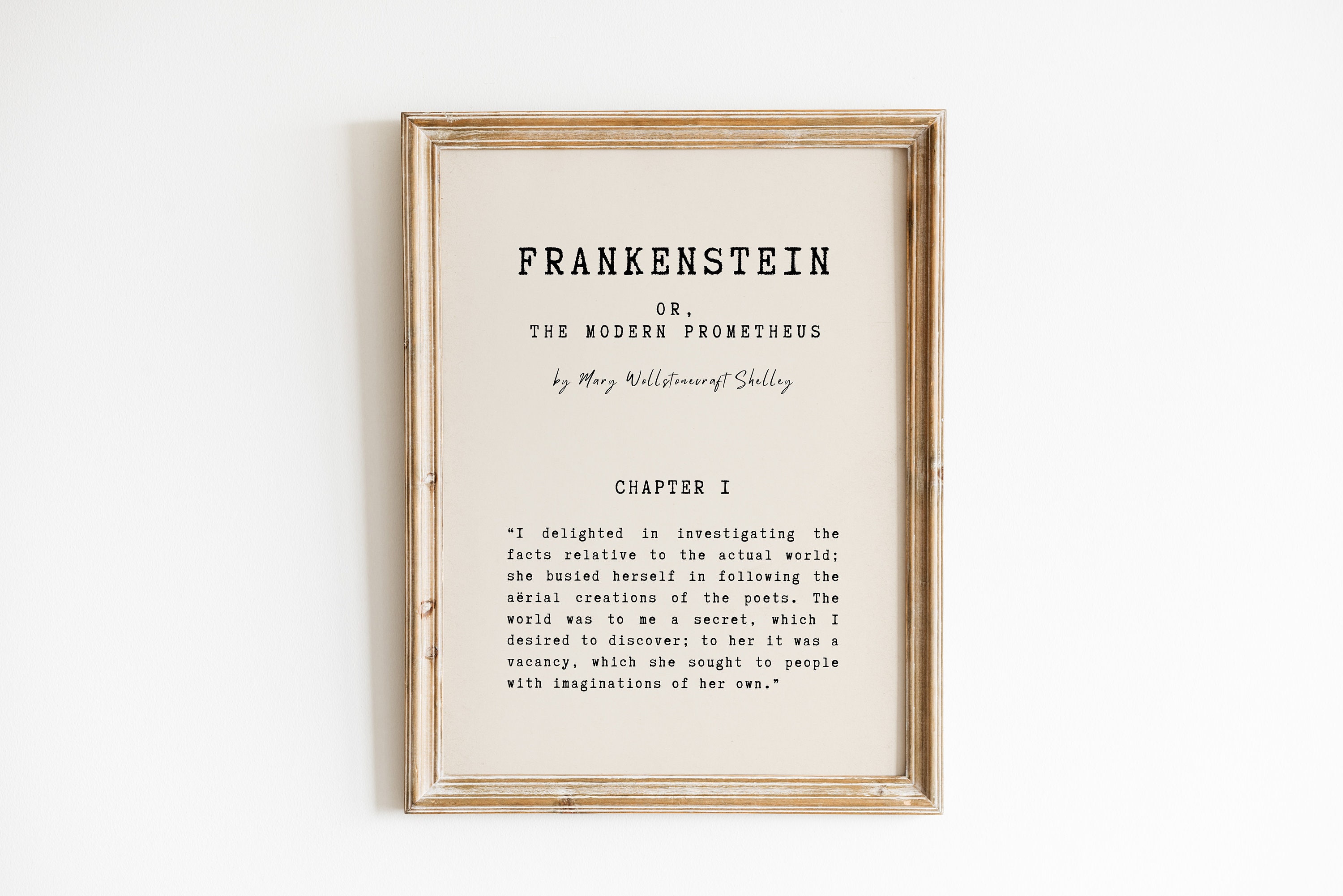 Frankenstein Book Print, Book Page Art Print, Mary Shelley Book Wall ...