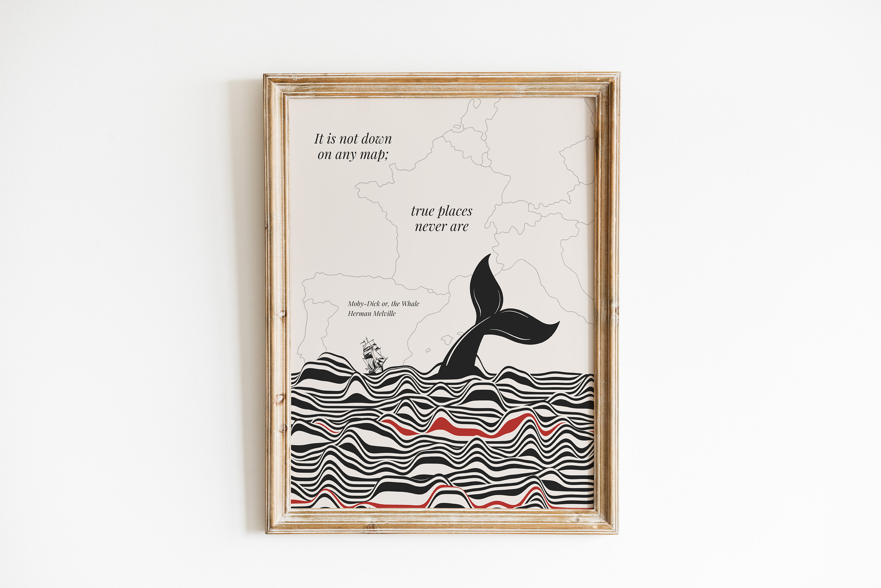 Moby Dick, Book Page Art, Herman Melville, Book Wall Art, Moby Dick ...